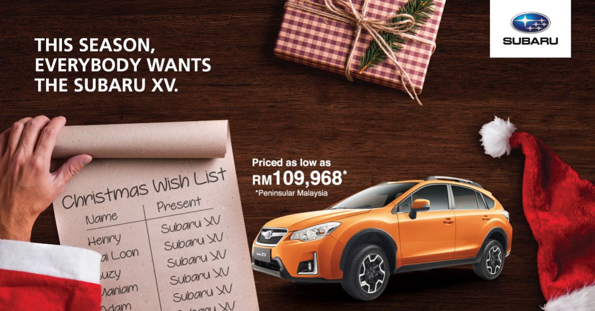 AD: Subaru Christmas specials – XV from as low RM109,968 plus free ...