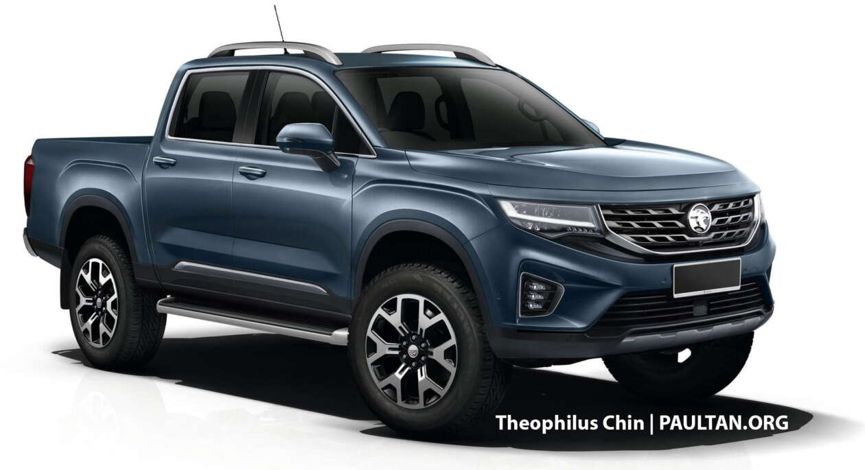 Proton 4X4 pick-up with X90 front-end rendered - paultan.org