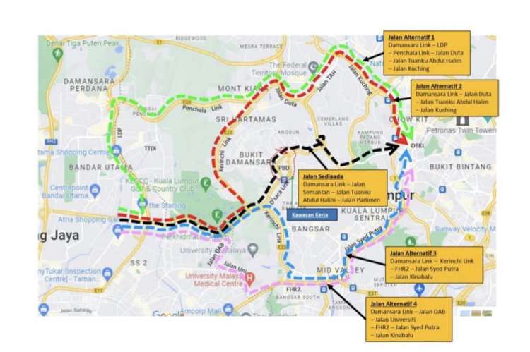 Sprint Highway entry into Jalan Maarof, Bangsar to remain closed until ...