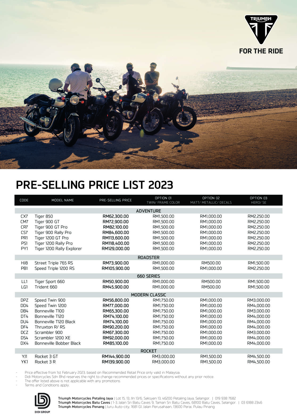 Triumph Pre-Selling Price List 2023 BM - Paul Tan's Automotive News