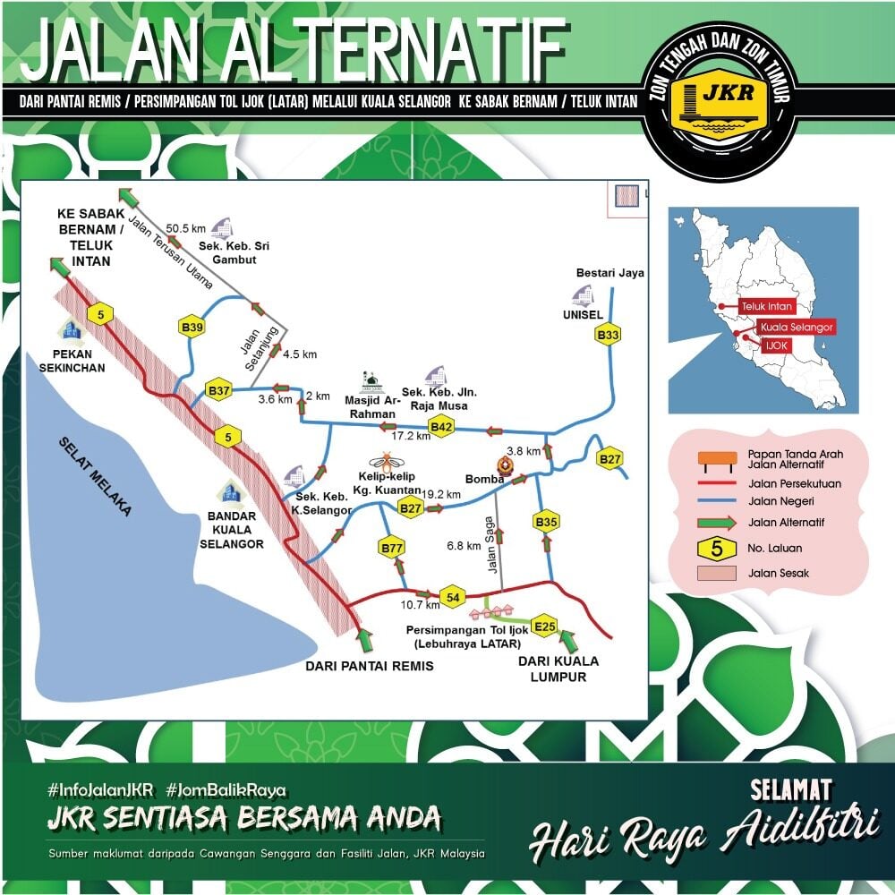 JKR sediakan panduan jalan alternatif bagi zon utara, selatan, tengah ...