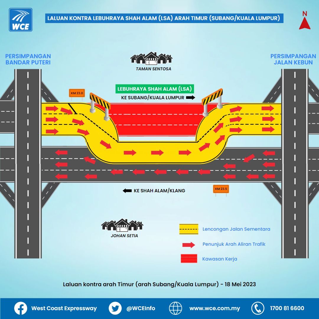 Dua laluan kontra dibuka di KESAS pada 18 dan 21 Mei untuk kerja pasang ...