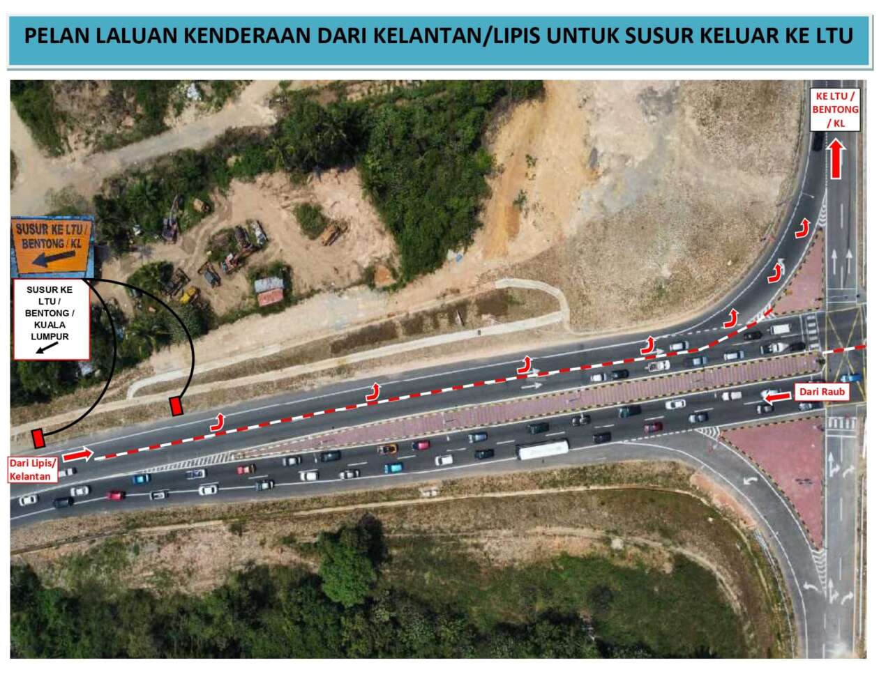 Central Spine Road (LTU) Raub exit Raya traffic plan - paultan.org