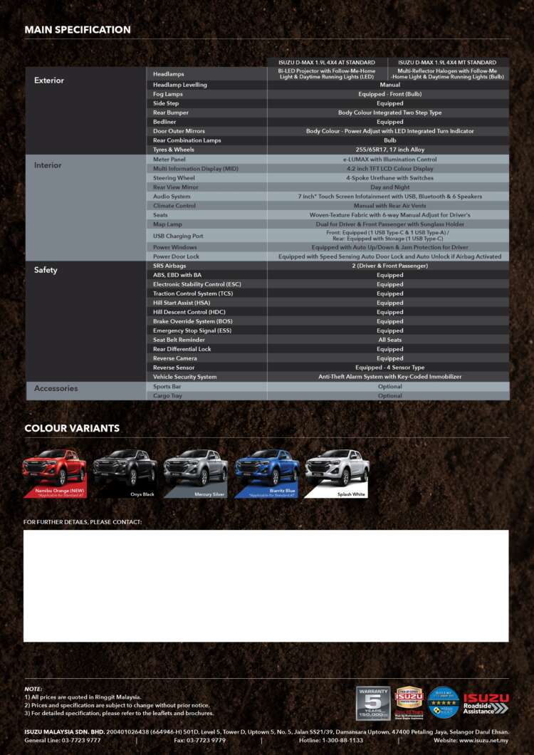 2024 Isuzu D-Max facelift Malaysia Standard spec sheet-2 - Paul Tan's ...
