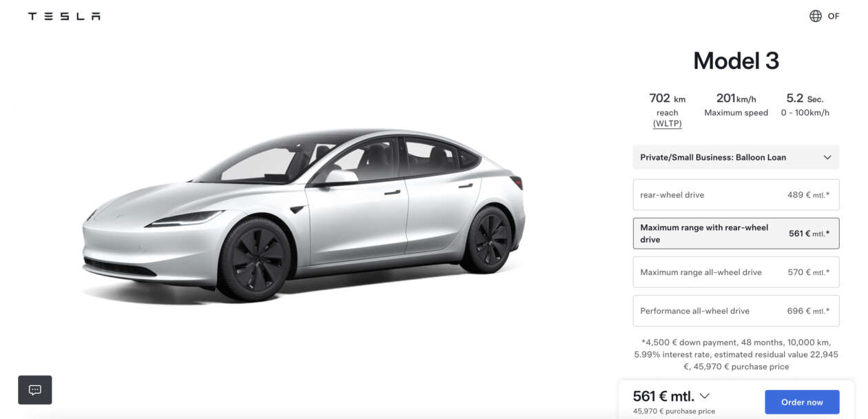 2025 Tesla Model 3 Long Range RWD - longest range variant at 702 km ...