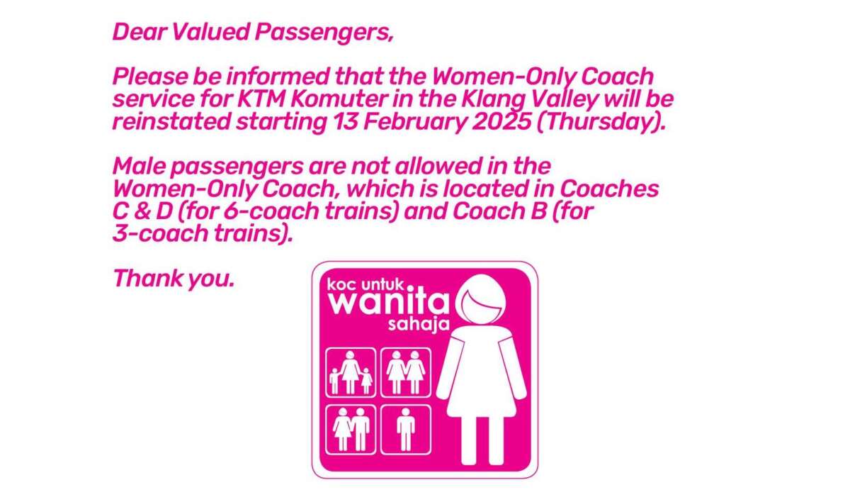 KTM Komuter women's-only coach reinstated today - paultan.org