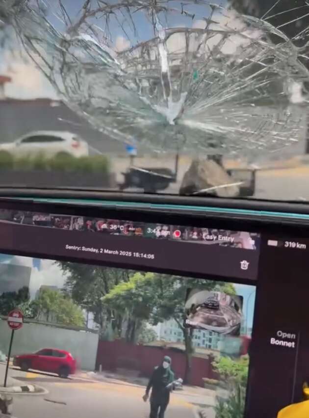 Tesla vandalism happening in Malaysia? Woman throws rock at Model 3 ...