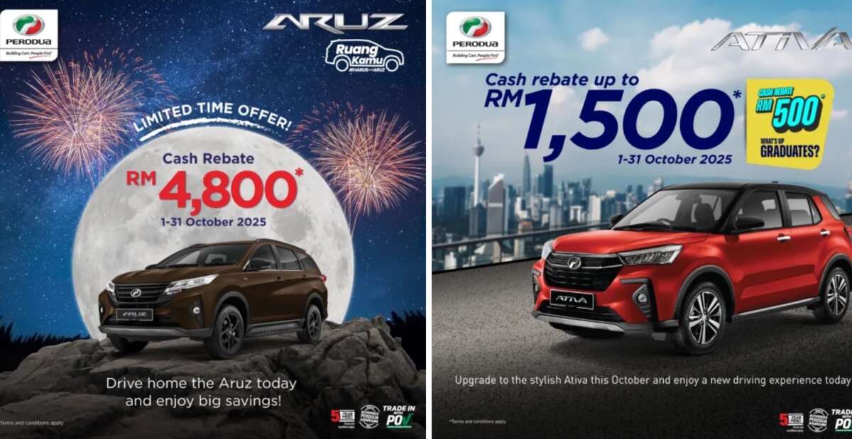 Perodua Oct 2025 promo – RM4,800 discount for the 7-seater Aruz, up to ...
