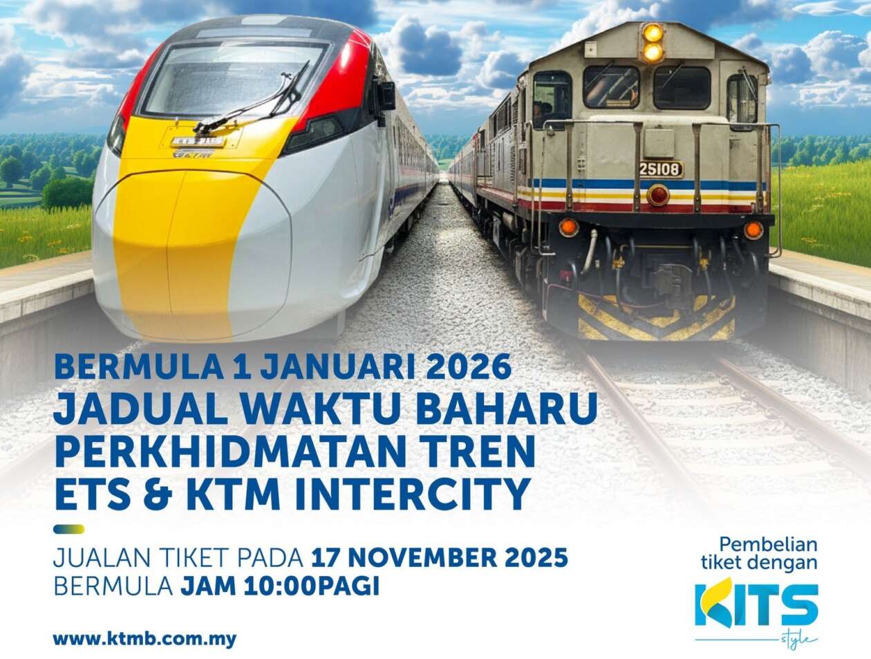 Tiket KTM ETS, Intercity bagi Jan-April 2026 mula dibuka jualan - beli ...