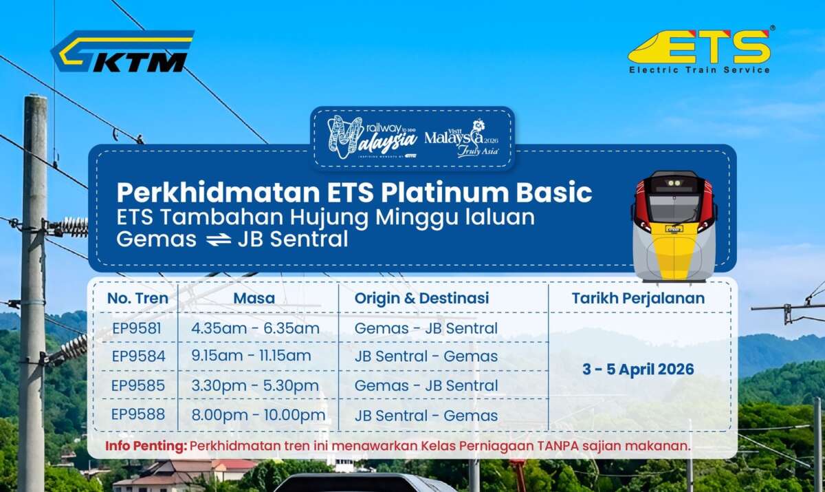 KTM adds ETS train services to JB Sentral this weekend, including new ...