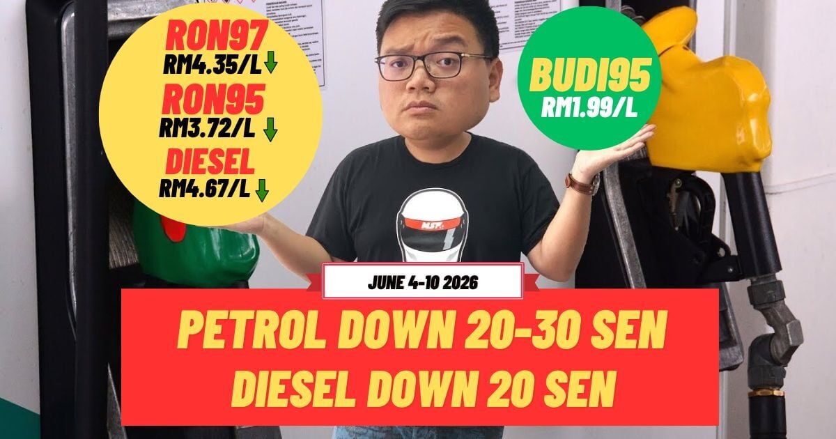 Malaysian fuel prices June 4 to 10, 2026 – prices down; RON95 to RM3.72 ...